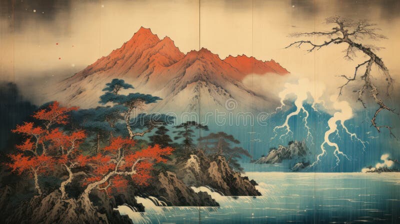 Thunderstorm Over a Mountain Range, Capturing the Power and Beauty of ...