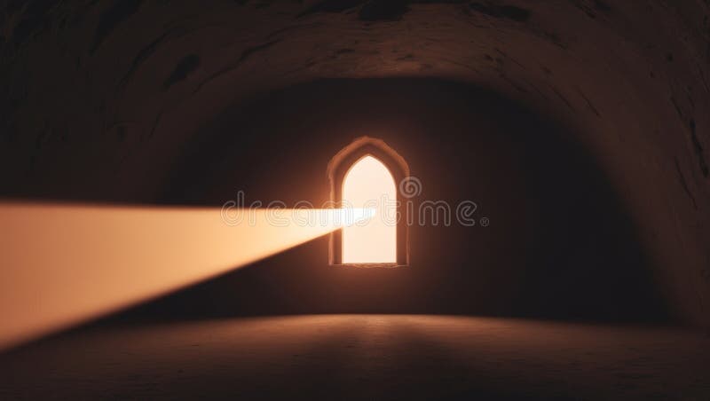 Dramatic Light Shining through a Dark Cave Window. Stock Photo - Image ...