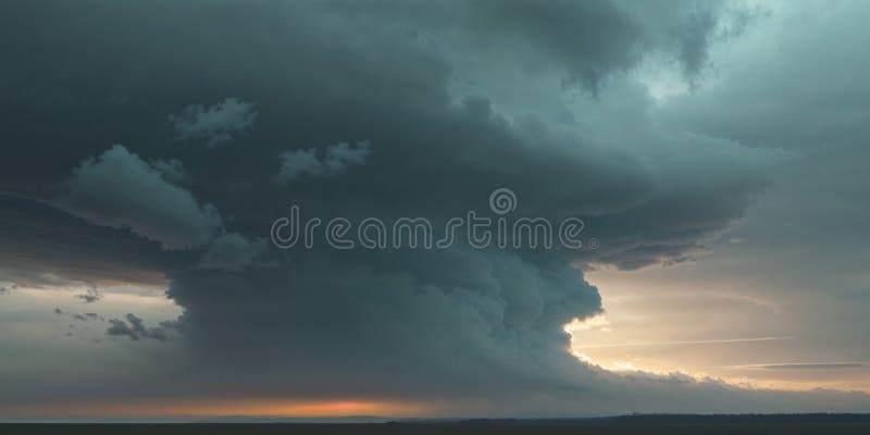 Dramatic Overcast Sky with Dark Clouds and Hints of Sunset Illuminating ...