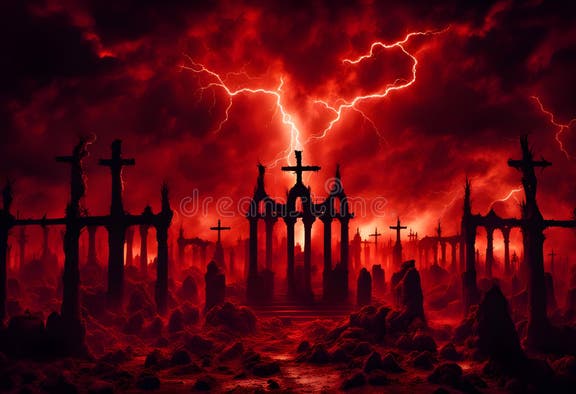 Dramatic Religious Background - Hell Realm, Bright Lightnings in Dark ...