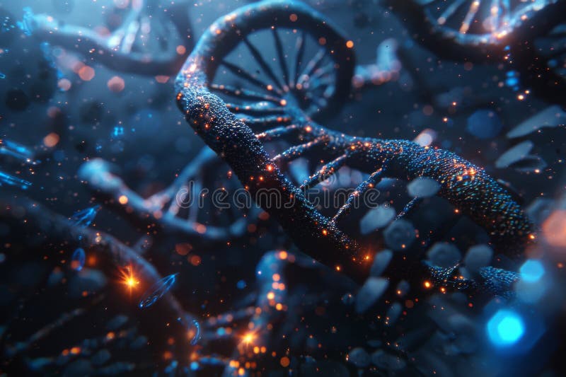 Dynamic Blue DNA Model Under Microscopic View, Highlighting the Dance ...