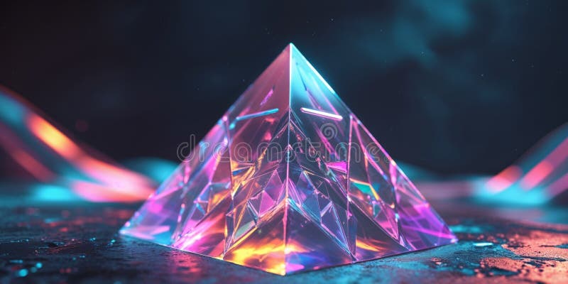Dynamic Digital Artwork of Translucent Gradient Dice Pyramid Stock ...
