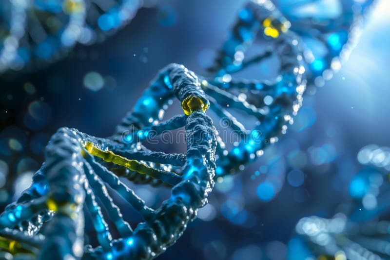 Dynamic DNA Model with Light Blue Sparkles Illustrates Cutting Edge ...