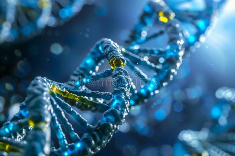 Dynamic DNA Model with Light Blue Sparkles Illustrates Cutting Edge ...