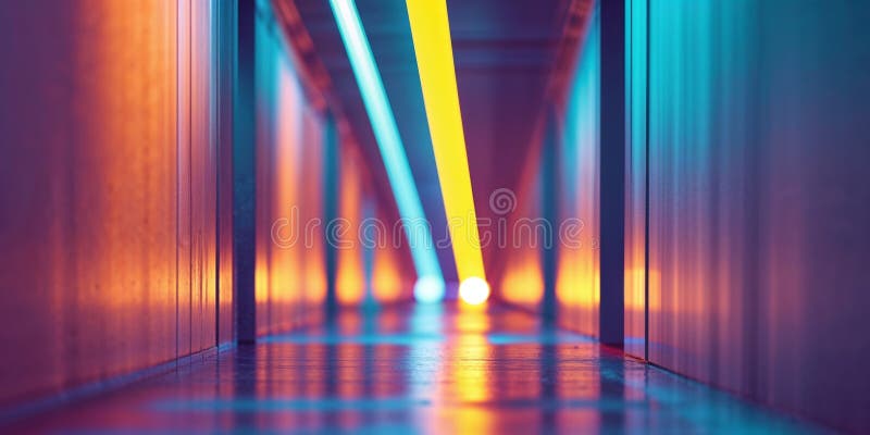 Dynamic Perspective Corridor with Vivid Hues Stock Photo - Image of ...