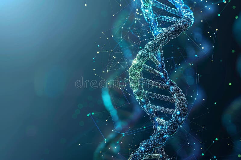 Dynamic Rendering of Glowing Blue DNA Strands in a Microscopic ...
