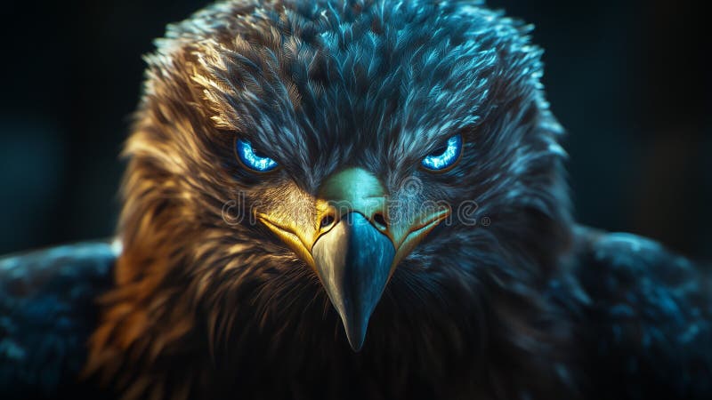 Close-up of an Eagle with Piercing Blue Eyes Stock Illustration ...