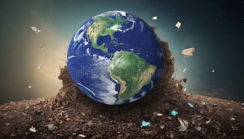 Earth is Being Destroyed by the Garbage Stock Illustration ...