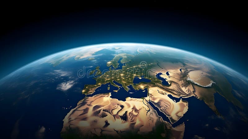 Ai Generated Earth Planet Viewed from the Sky at Night Scape View ...