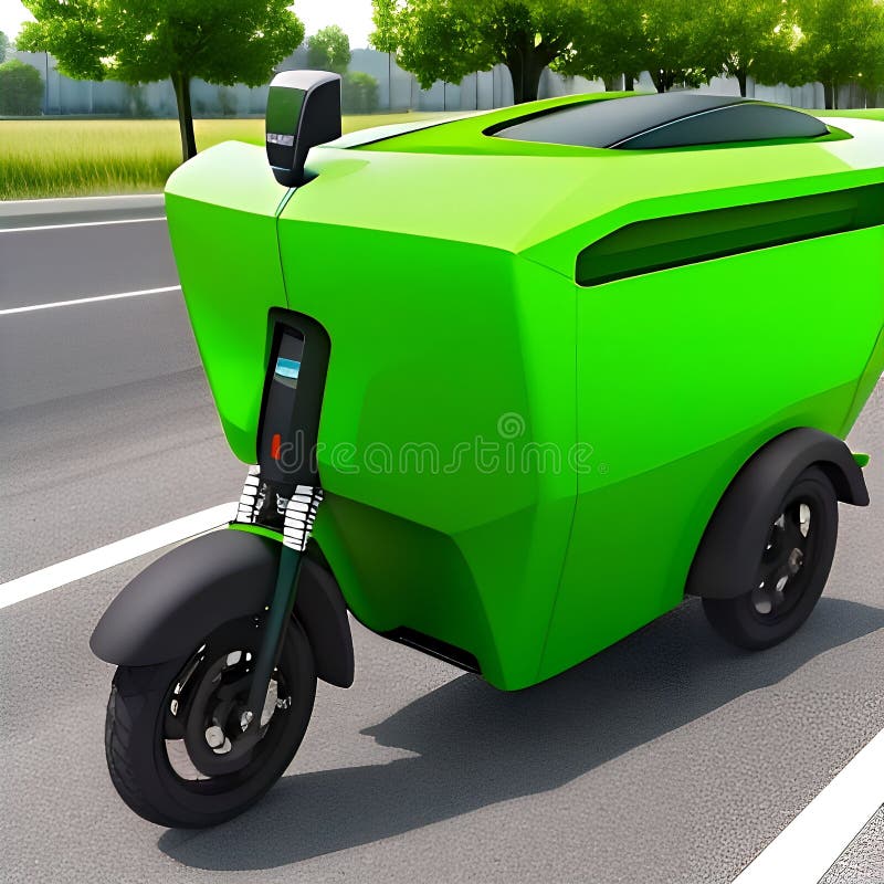 AI Generated Eco Green Bike on Road Stock Illustration - Illustration ...