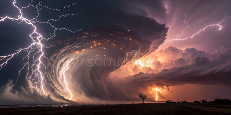 AI Generated Electrified Thunderstorm Vortex Filled with Lightning ...