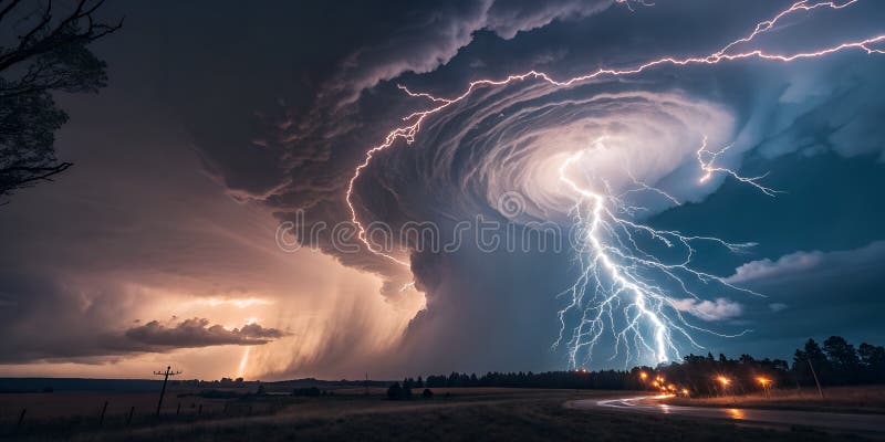 AI-generated Electrified Thunderstorm Vortex Filled with Lightning ...