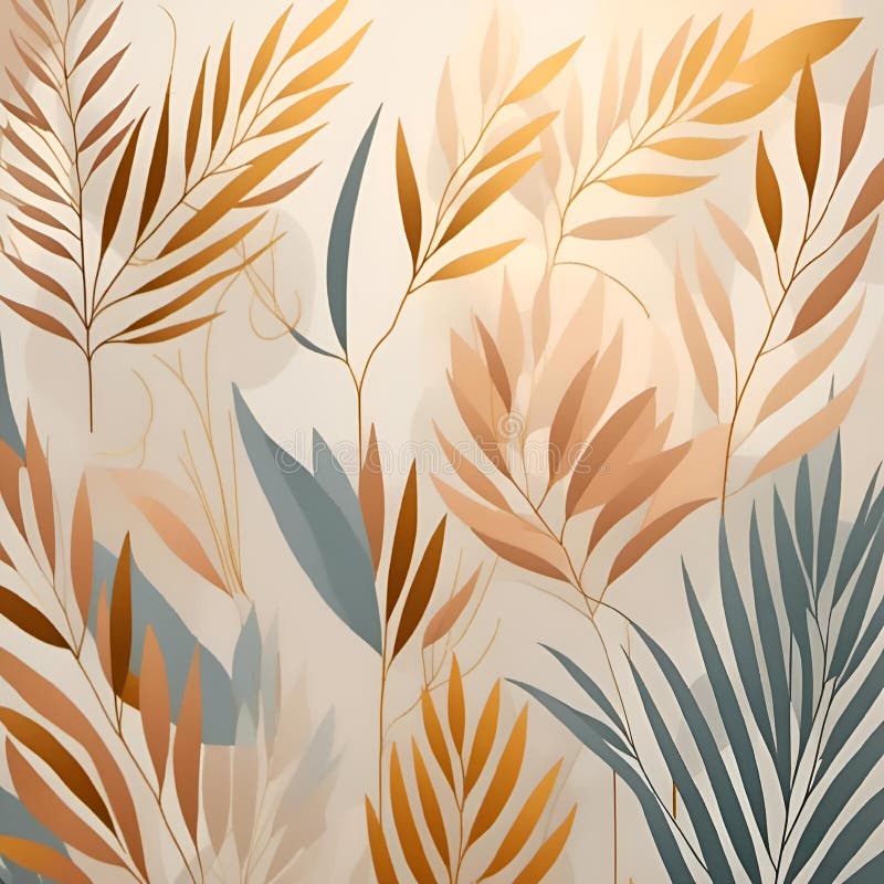 Abstract Leaf Pattern in Earthy Tones Stock Illustration - Illustration ...