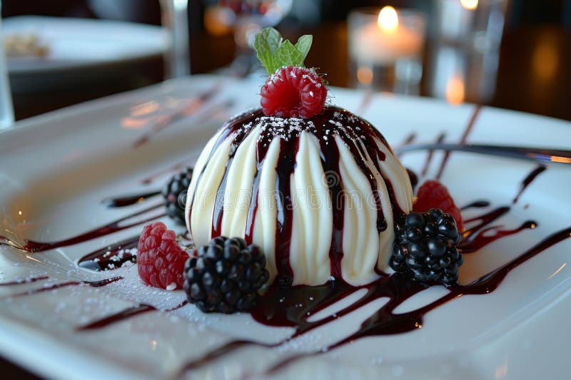 Elegant Chocolate Dome Dessert with Fresh Berries and White Chocolate ...