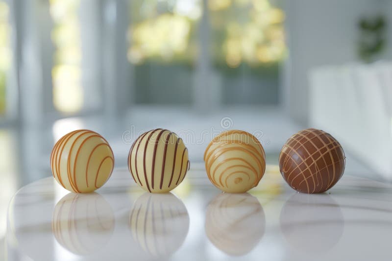 Elegant Chocolate Truffles with Striped Patterns, Perfect for a ...