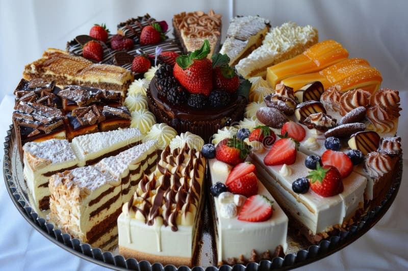 Elegant Dessert Platter with Assorted Cakes and Pastries, Perfect for a ...