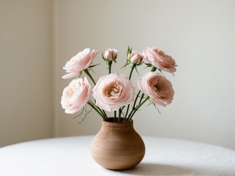 Elegant Pink Roses in Rustic Bouquet Display. Stock Photo - Image of ...