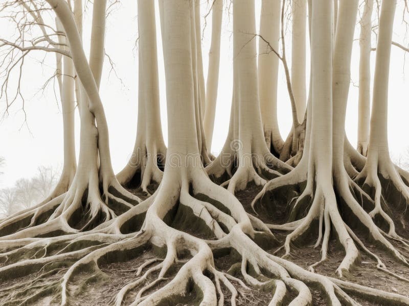 Elevated Tree Roots Intertwined on the Surface of the Earth. Stock ...