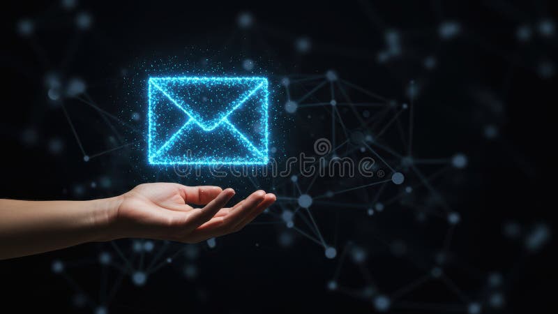 AI-Generated Email Network stock illustration. Illustration of light ...