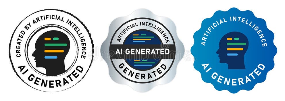 AI Generated Emblem Stamp Label Badge of Artificial Intelligence Tag ...