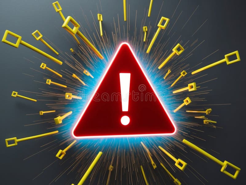 An Emergency Alert Symbol Flashing on a Screen Surrounded by Bright ...