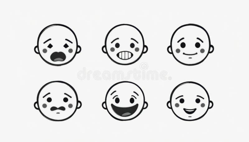 AI-Generated Emojis: Six Basic Emotions Stock Illustration ...