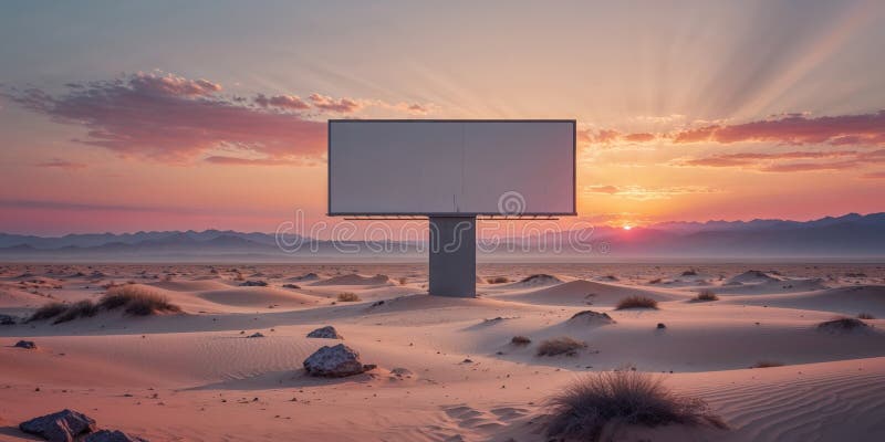 Empty Billboards in Desert Landscape at Sunset Stock Photo - Image of ...