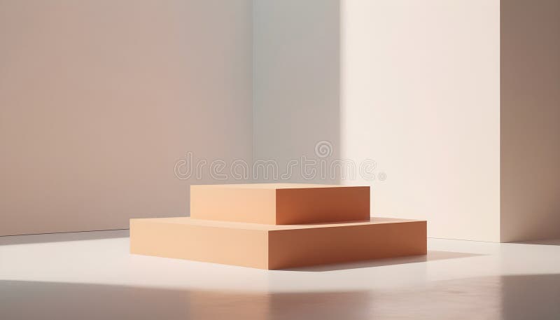 An Empty Room with a Square Box Podium Sitting on Top Stock ...