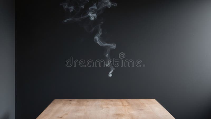 Empty Wooden Table Smoke Float Up Dark Background Stock Photos - Free ...
