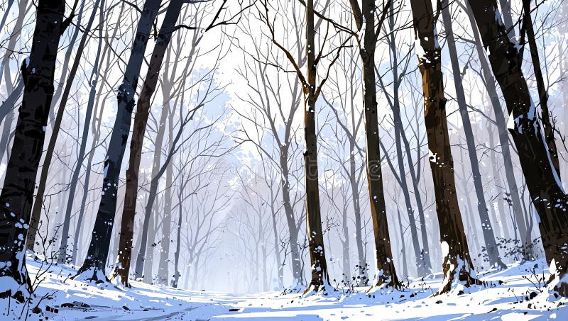 The Enchanting Beauty of a Winter Forest is Unveiled with a Low-angle ...