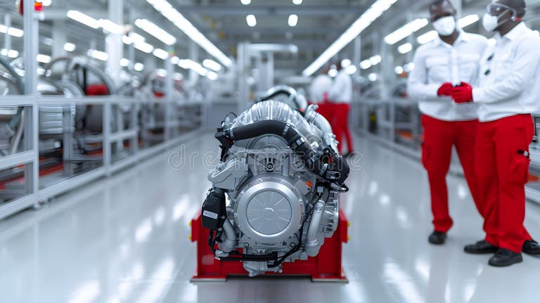 AI-Generated Engine on Assembly Line Stock Photo - Image of background ...