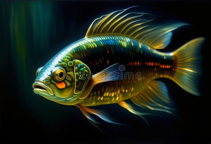 The Enigmatic Elegance of an Alien Fish in a Midnight Sky Stock ...