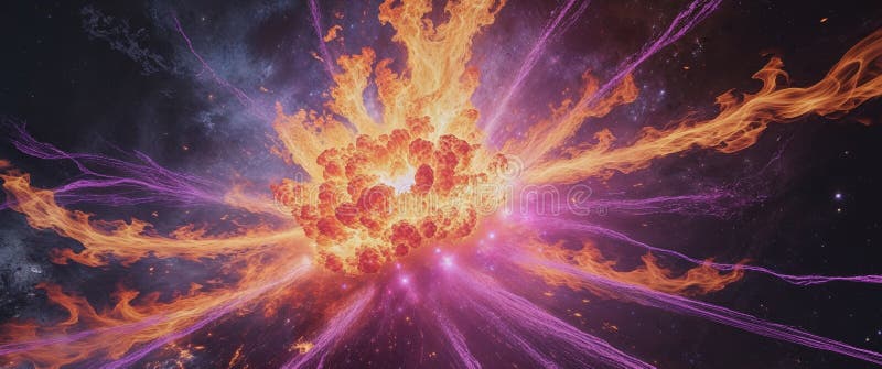 Explosive Eruption of Cosmic Flames Outer Space Digital Art Abstract ...