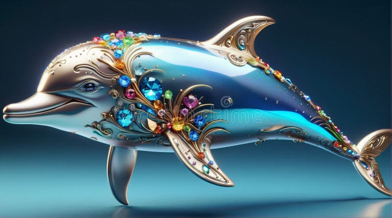 Exquisite Jewel-Encrusted Dolphin Stock Illustration - Illustration of ...