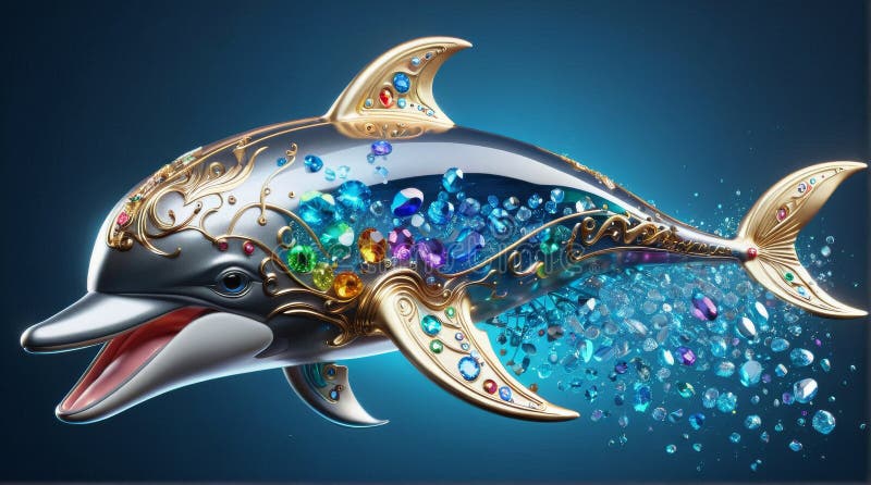 Exquisite Jewel-Encrusted Dolphin Stock Illustration - Illustration of ...