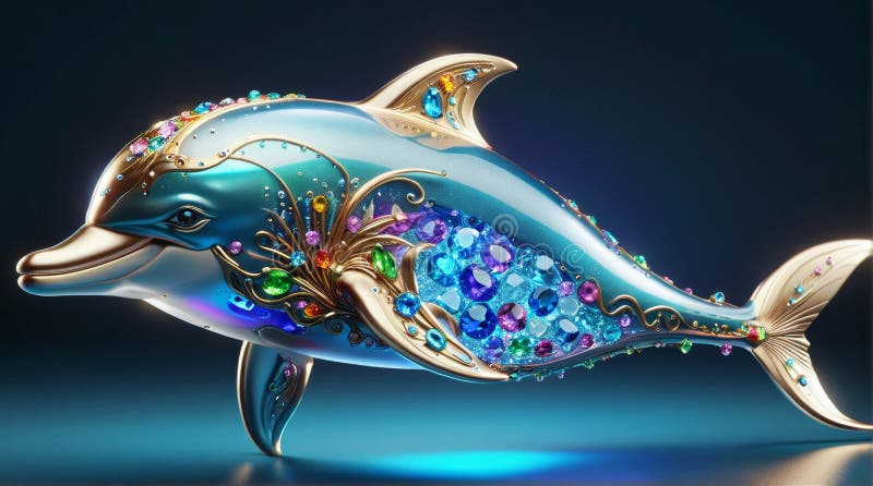 Exquisite Jewel-Encrusted Dolphin Stock Illustration - Illustration of ...