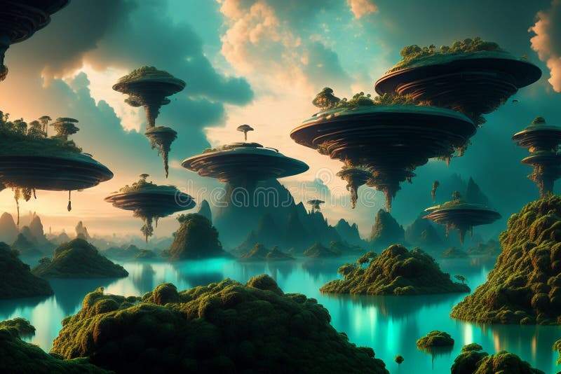 Extremely Detailed Alien Landscape Stock Illustration - Illustration of ...