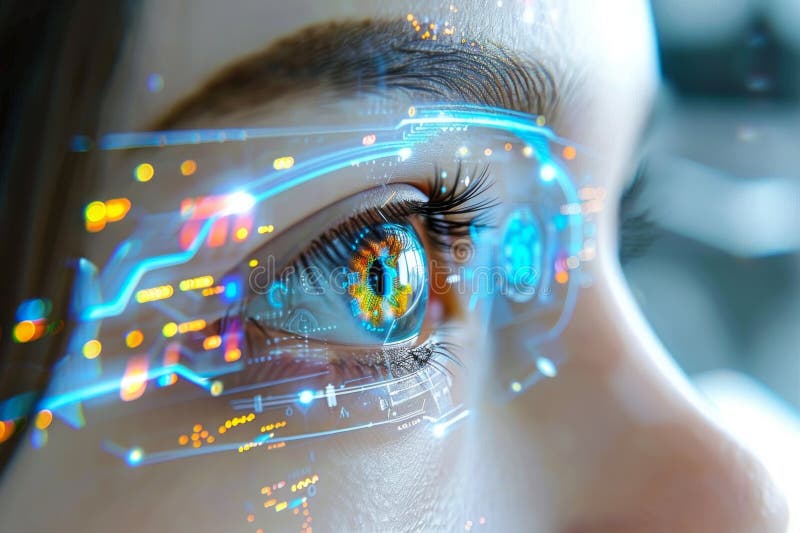 Eye with Transparent Digital Interface, Sci Fi and Technology Concept ...