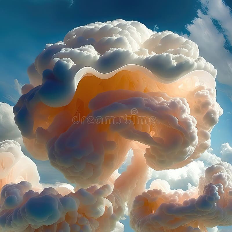 AI Generated Fantasy Clouds in the Blue Sky in the Shape of Jelly Fish ...