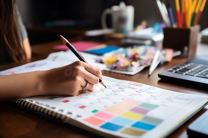 AI Generated Female Professional Making Note on Calendar Stock ...