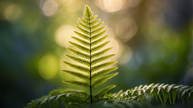 A Fern Leaf in Spring Light Viewed in Close Up. Stock Photo - Image of ...