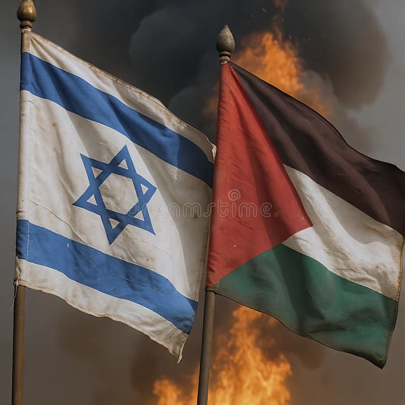 AI Generated. Flags from Isreal and Palestina Stock Illustration ...
