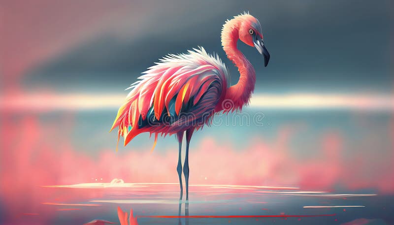 AI Generated Flamingo with Sunglasses Stock Illustration - Illustration of waterbird, wing ...