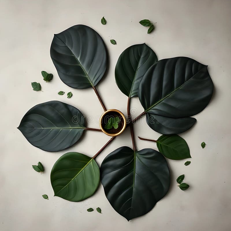 AI-Generated Flat Lay of Dark Fiddle Leaf Figs – a Modern Minimalist ...