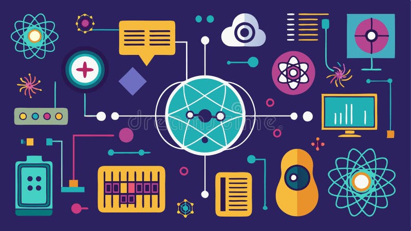 AI Generated Flat Silhouette Icons of Quantum Computing, Featuring ...