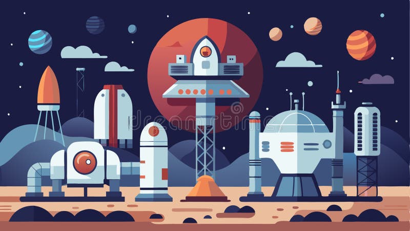 AI Generated Flat Silhouette Icons of Space Colonization, Featuring AI ...