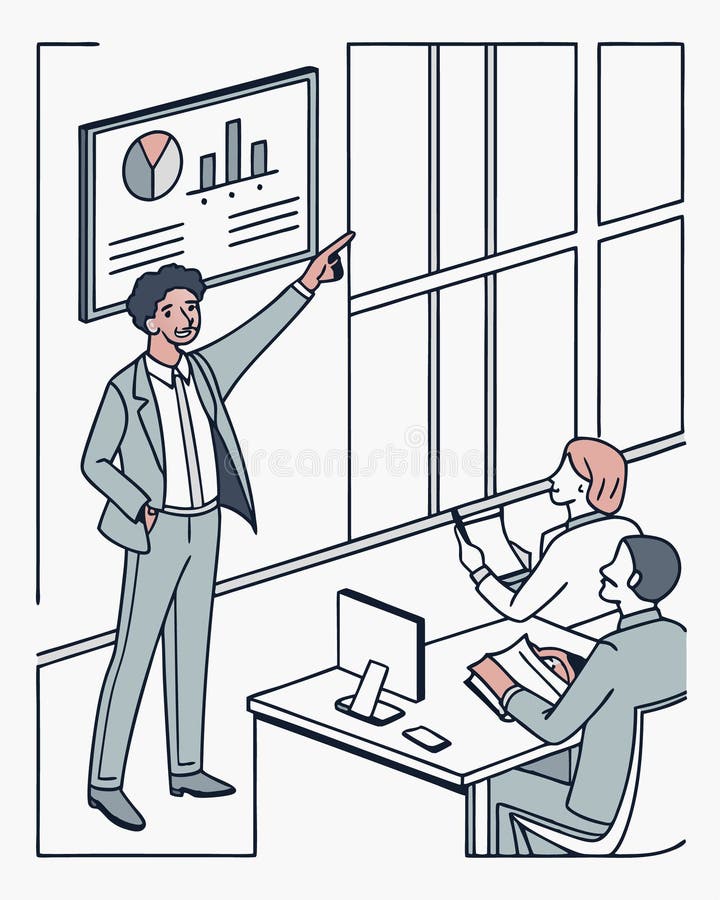 AI Generated Flat Vector Illustration of a Man Sharing Survey Results ...