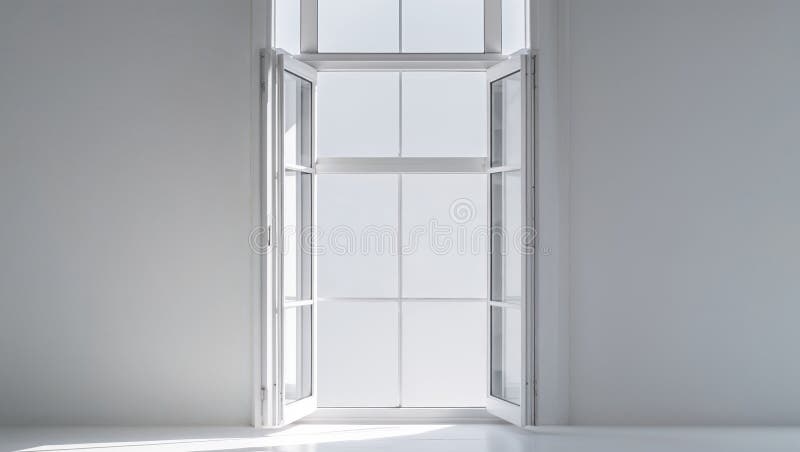 Flawless Visual of View of Open Window on White Wall. Stock Image ...