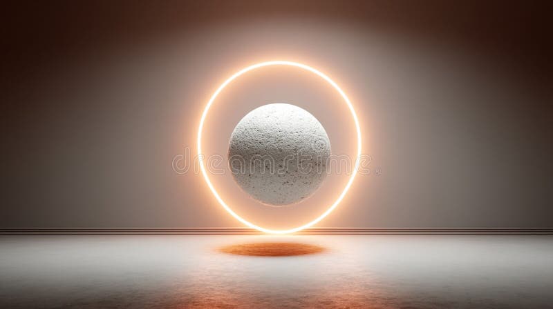 AI-generated Floating Stone Sphere Encircled by a Glowing Orange Halo ...