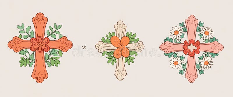 Floral Decoration in Cross Shape - Tutorial. Anime Style Stock Photo ...